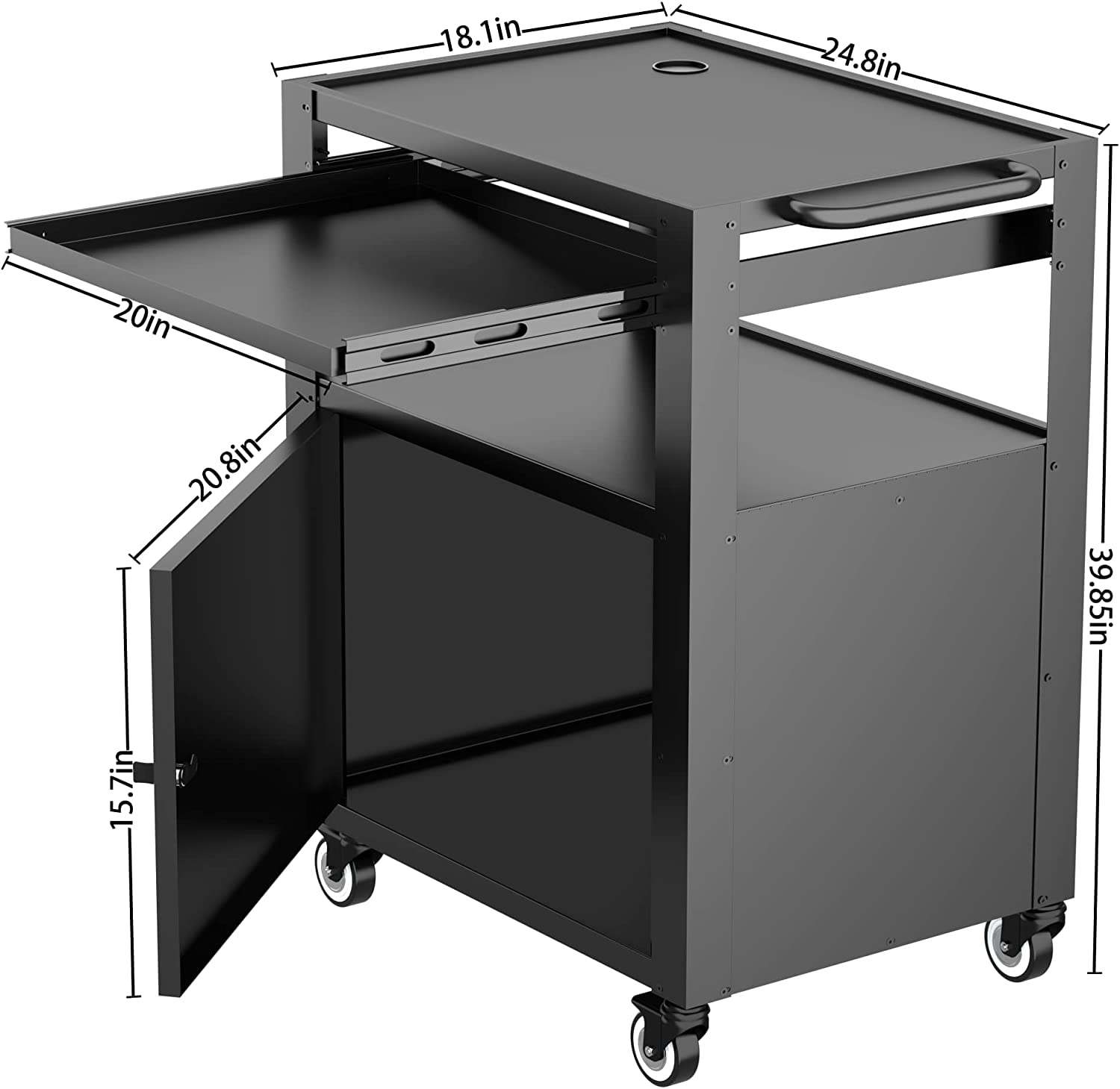 Luxor AVJ42KB Height Adjustable Audio Visual Cart With Pullout Keyboard ...
