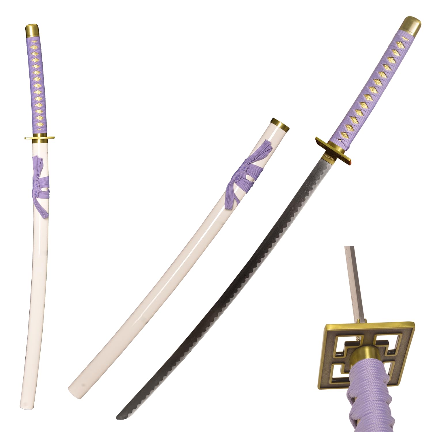 Amazon.com : COSWOR 40.6" White Purple Anime Katana Kuchiki Byakuya's ...