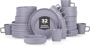 Amazon.com | Stone Lain Cleo Stoneware 32-piece Round Dinnerware Set ...