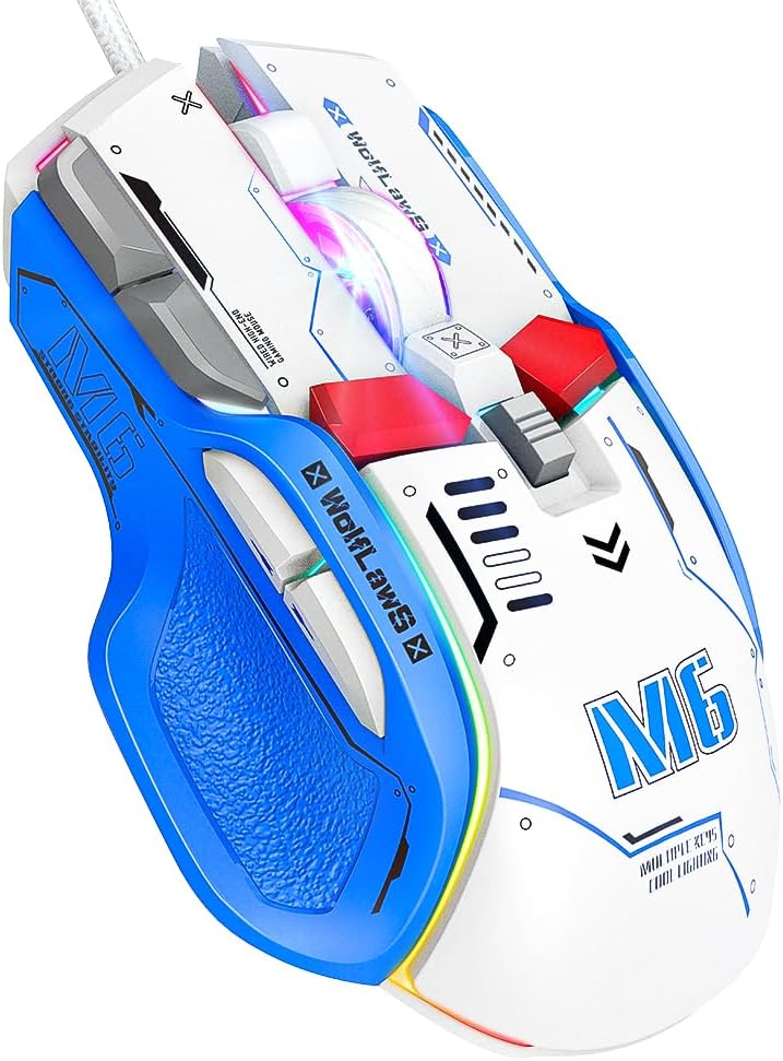 Amazon.com: FENIFOX Wired Mouse Gaming Rainbow Backlit Ergonomic Mouse ...