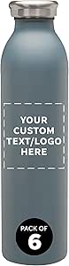 Amazon.com: Custom Posh Stainless Steel Water Bottles 20 oz. Set of 6 ...