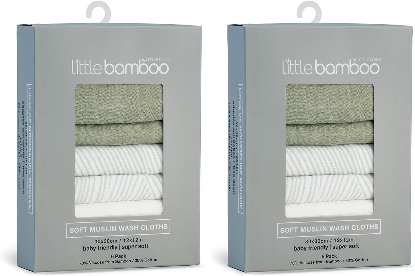 Little Bamboo Muslin Baby Face Washer Cloths 12 Pack - Bayleaf : Amazon ...