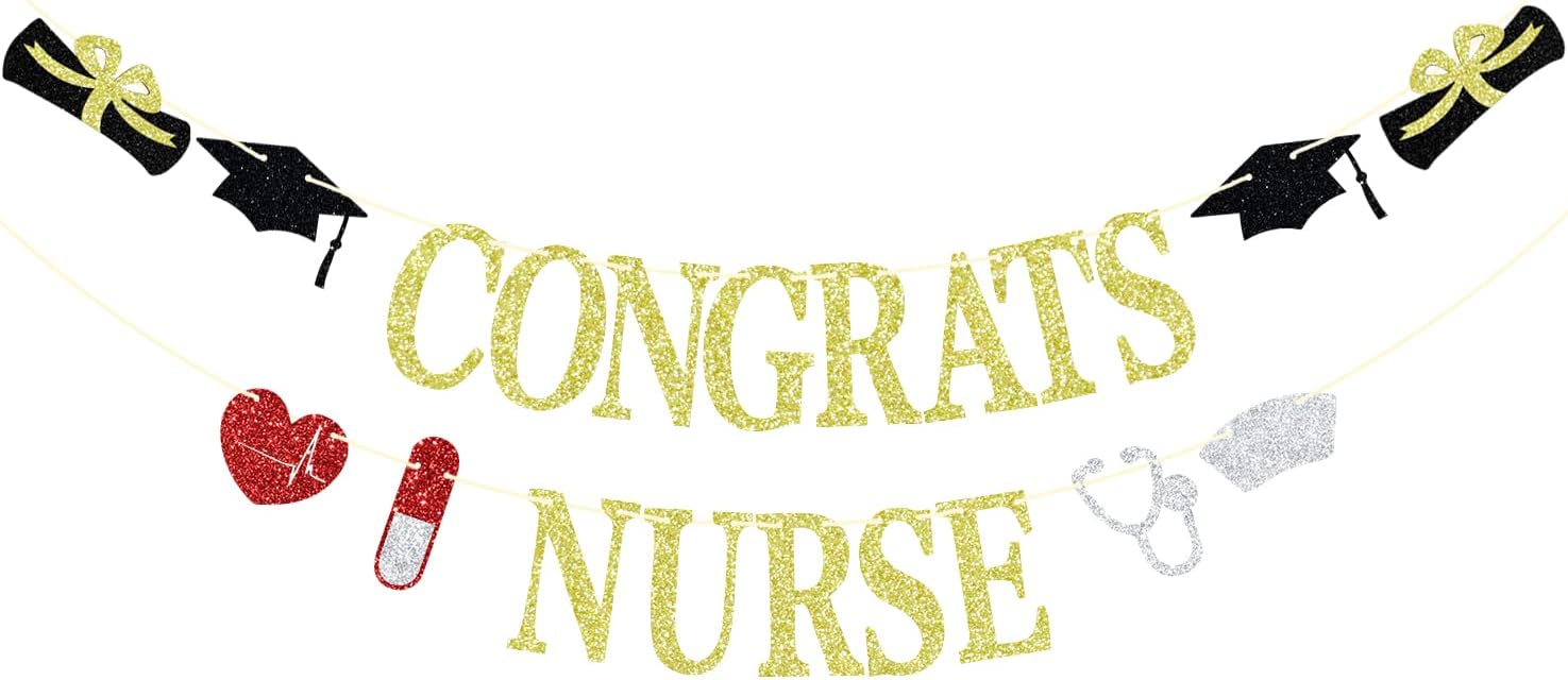 Amazon.com: Congrats Nurse Banner, Nurse Graduation Decor, Nursing ...