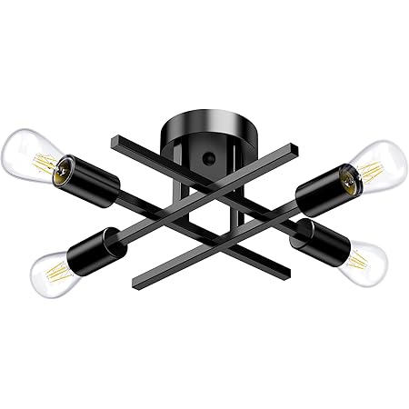 Industrial 4-Light Semi Flush Mount Ceiling Light Fixture, Modern ...