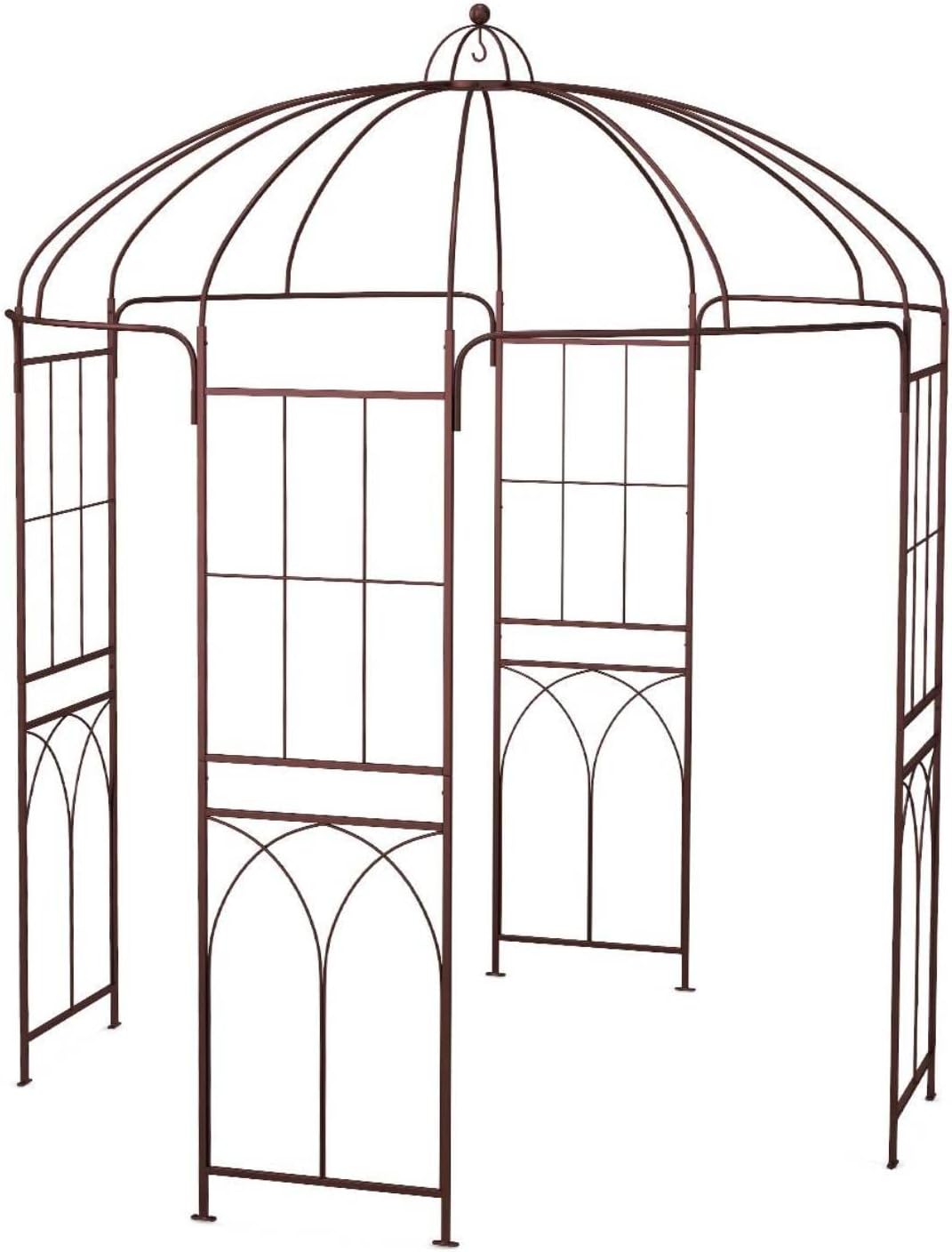 TANGZON Metal Garden Arch, 4-Sided Birdcage Shape Garden Gazebo Pergola ...