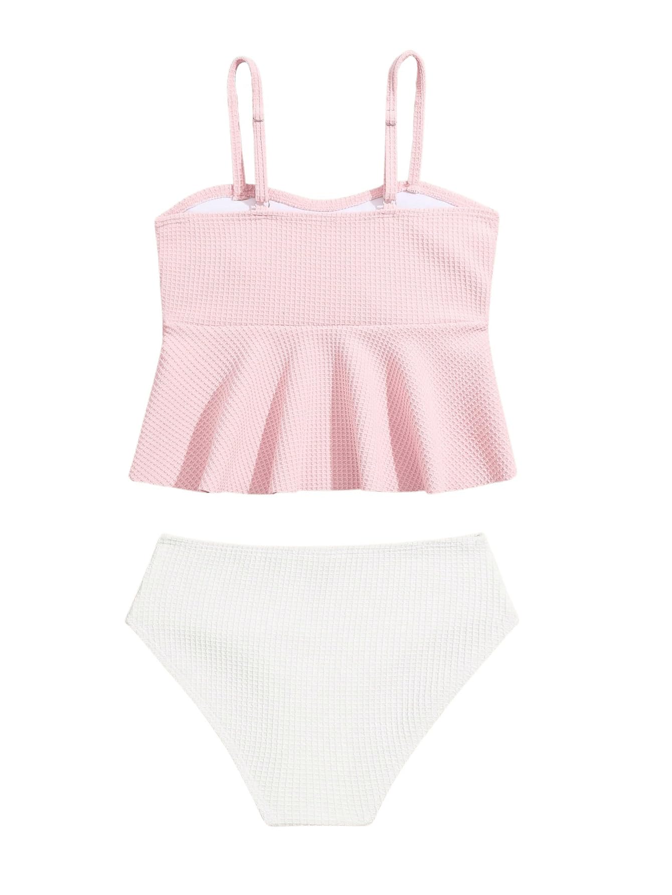 Snapklik.com : Girls 2 Piece High Waisted Ruffle Waffle Swimsuit ...