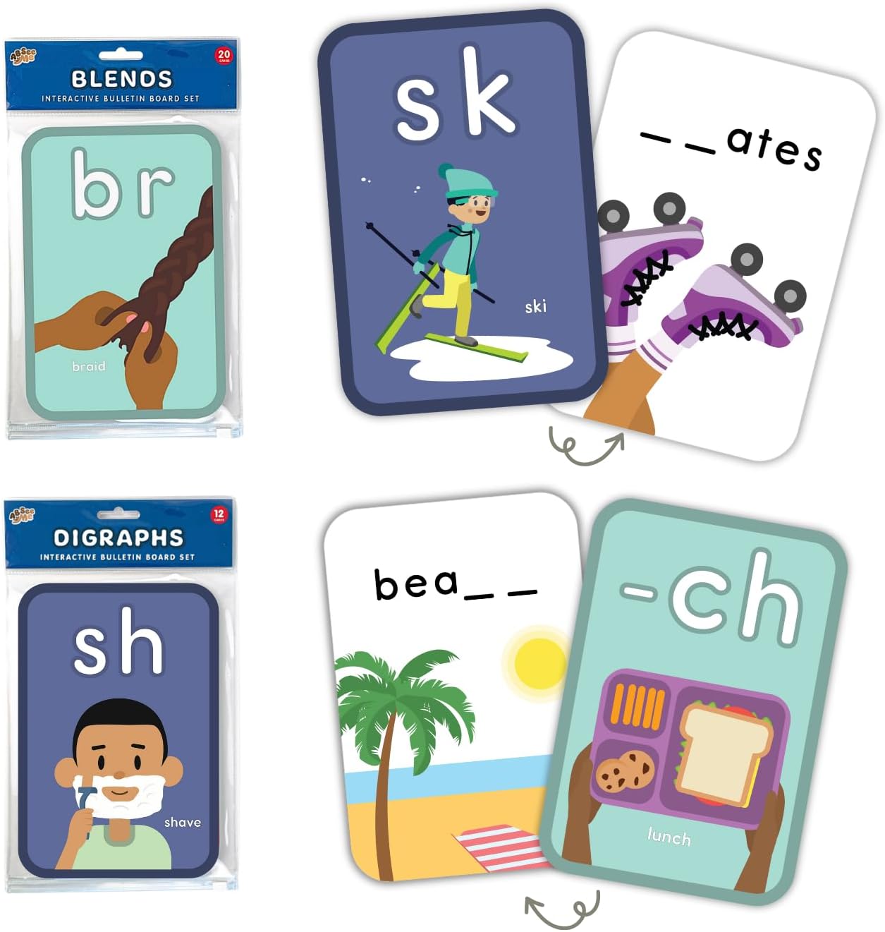 Amazon.com: 2 PCS Blends and Digraphs Bundle | Interactive Phonics ...