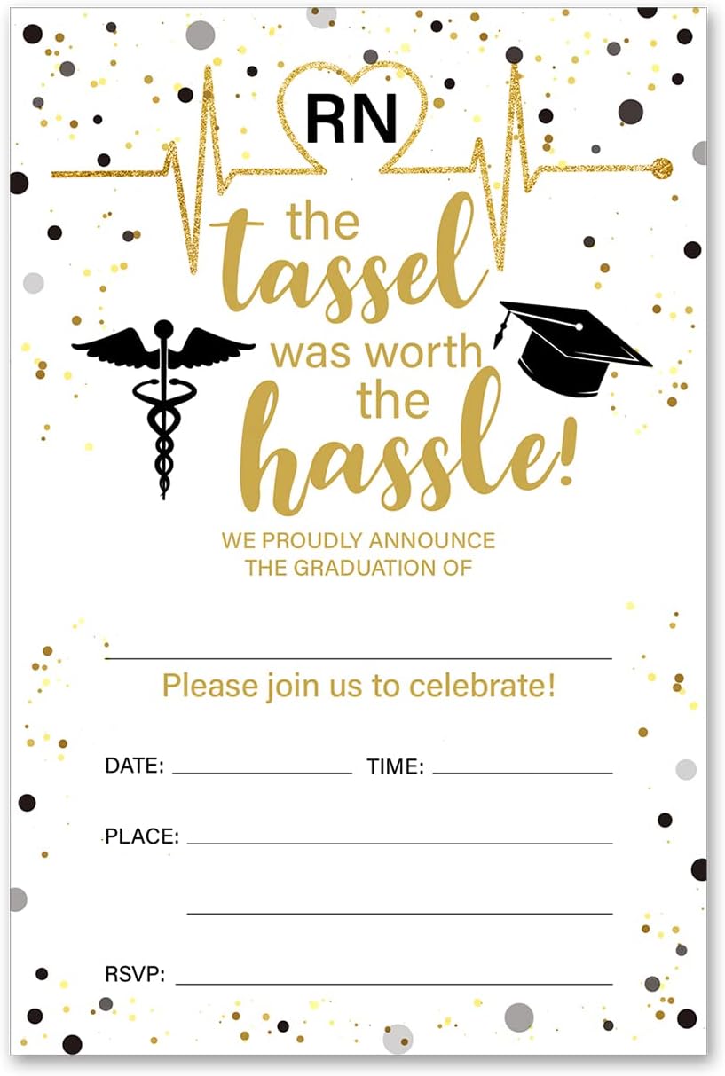 Amazon.com : Bifez Nursing School Graduation Party Invitations RN ...