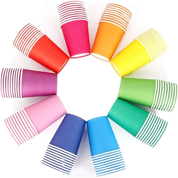 110 PCS DIY Colorful Paper Cups, Assorted Colors Disposable Cups for ...