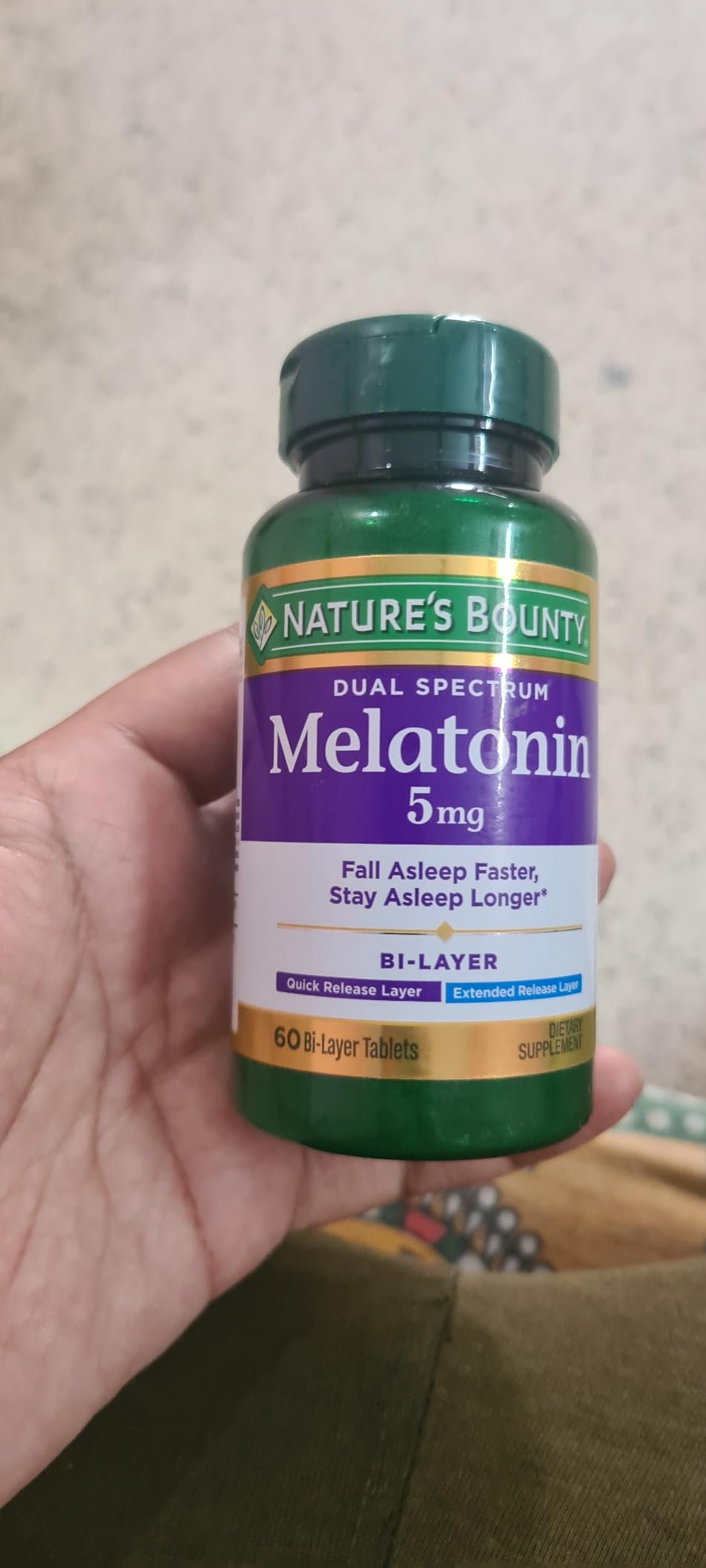 Nature's Bounty Dual Spectrum Bi-Layer Melatonin 5 mg Tablets - 60 ...