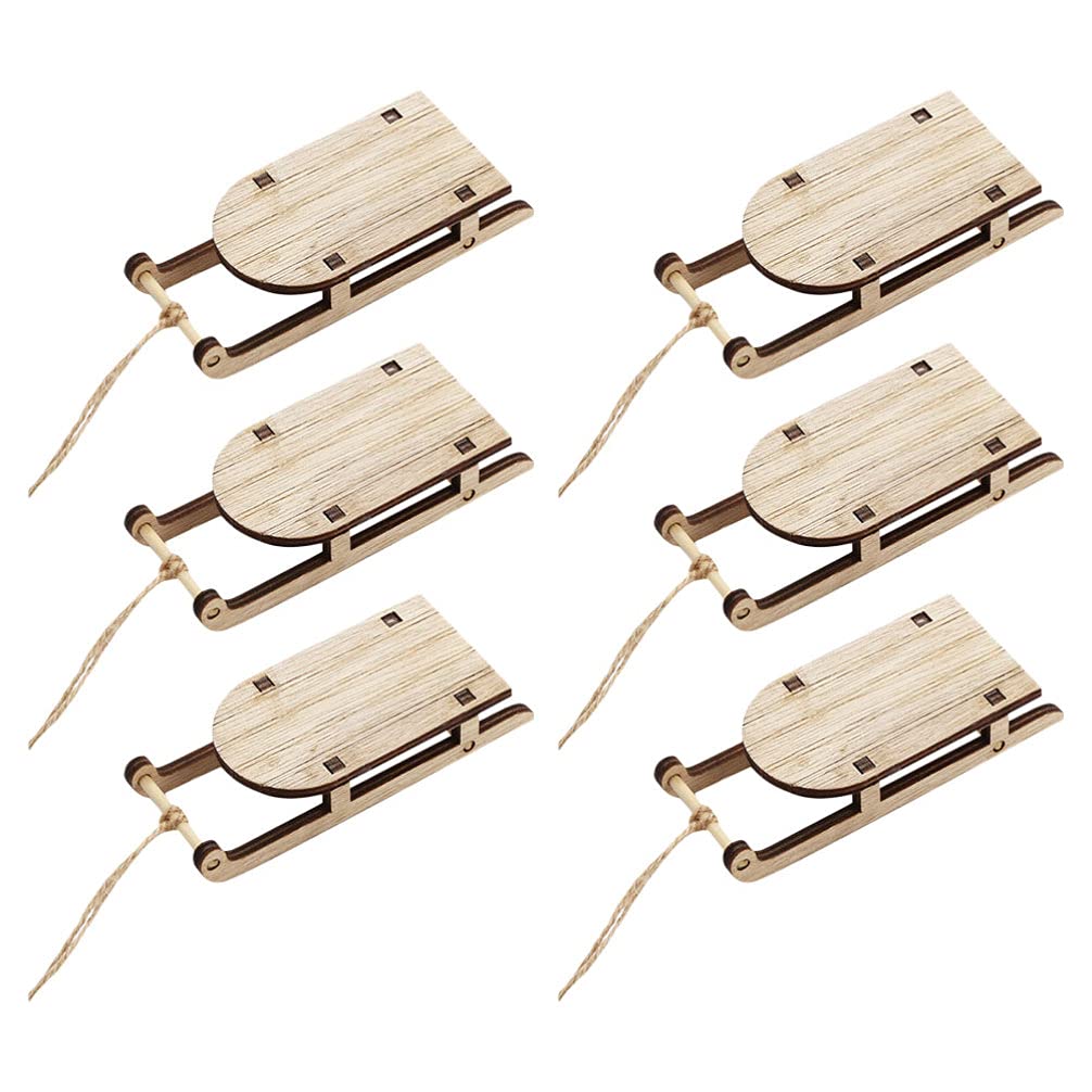 Amazon.com: Cabilock 12pcs Christmas Sleigh Miniature Wooden Sleighs ...