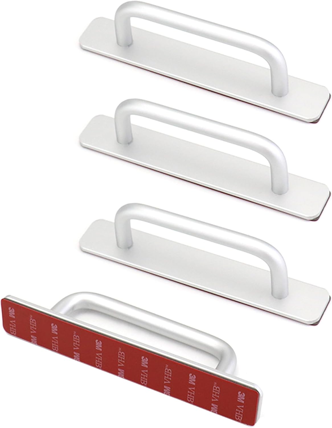 QWORK 4-Piece Adhesive Aluminum Alloy Cabinet Door Handles – Matte ...
