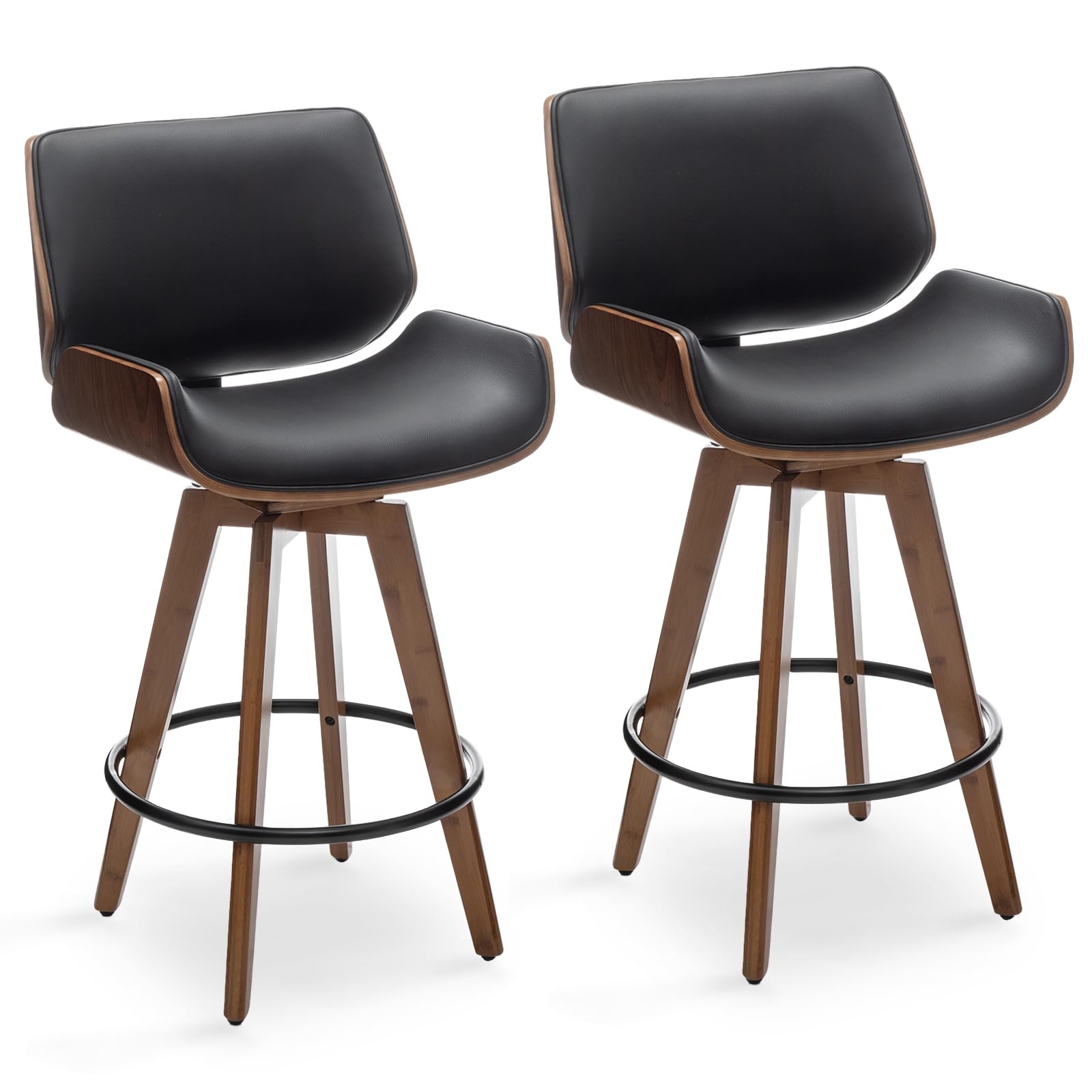 Amazon.com: AGQ Bar Stools Modern Pu Leather Swivel Adjustable ...