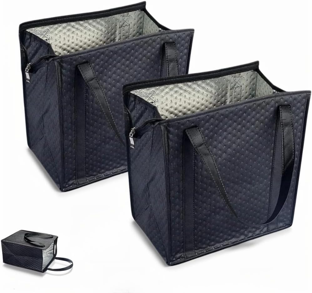 2 pcs Reusable Foldable Refrigerated Food Delivery Cooler Bags with ...