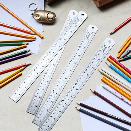 8 Packs of 12 Inch Ruler Stainless Steel Ruler Metal Ruler - Want It All