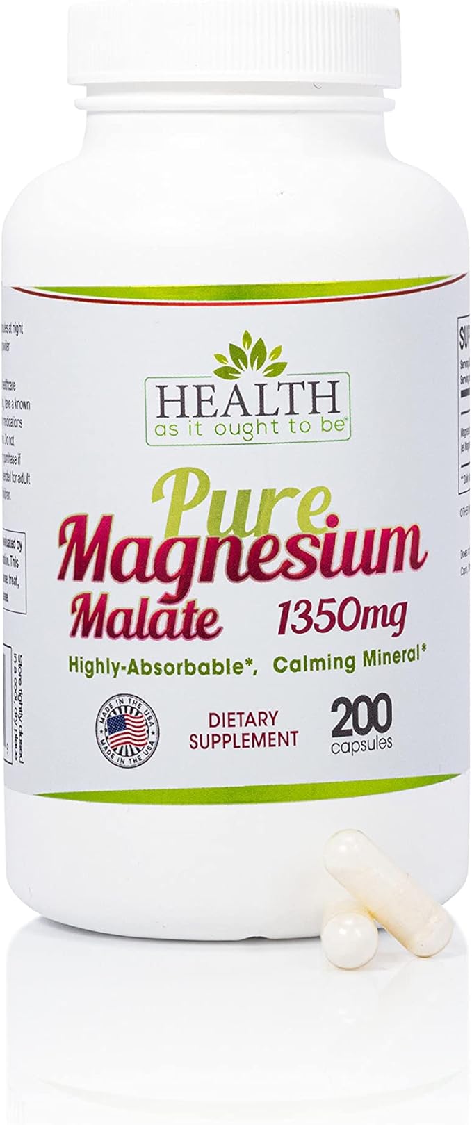 Amazon.com: Pure Magnesium Malate 1350 mg - 200 Capsules. Physician ...