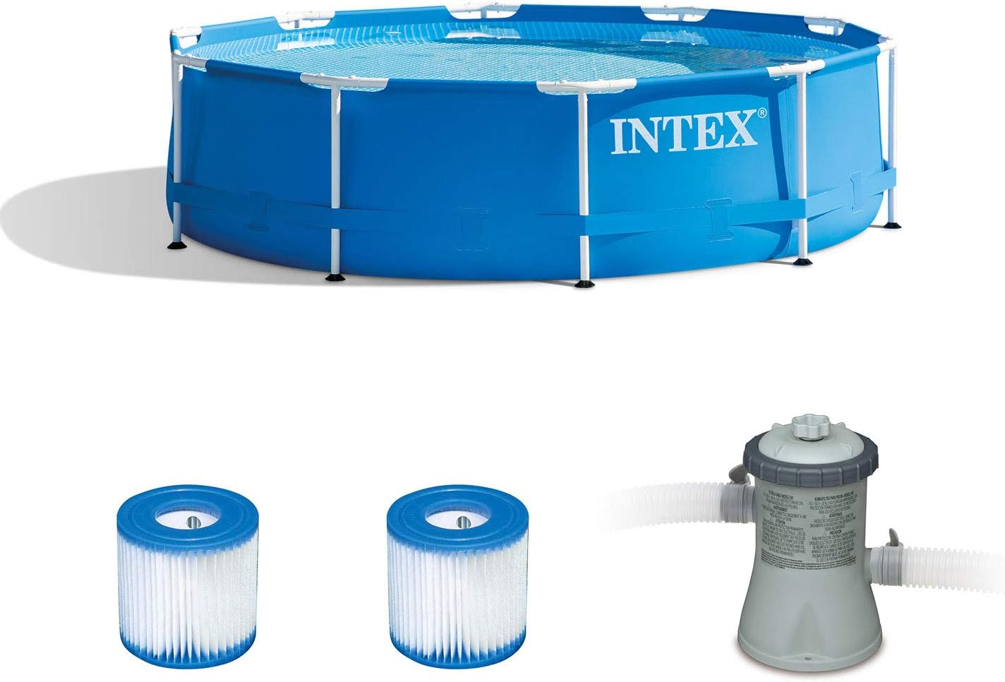 Amazon.com : Intex 28200EH 10 x 2.5 Foot Above Ground Pool + 29007E ...