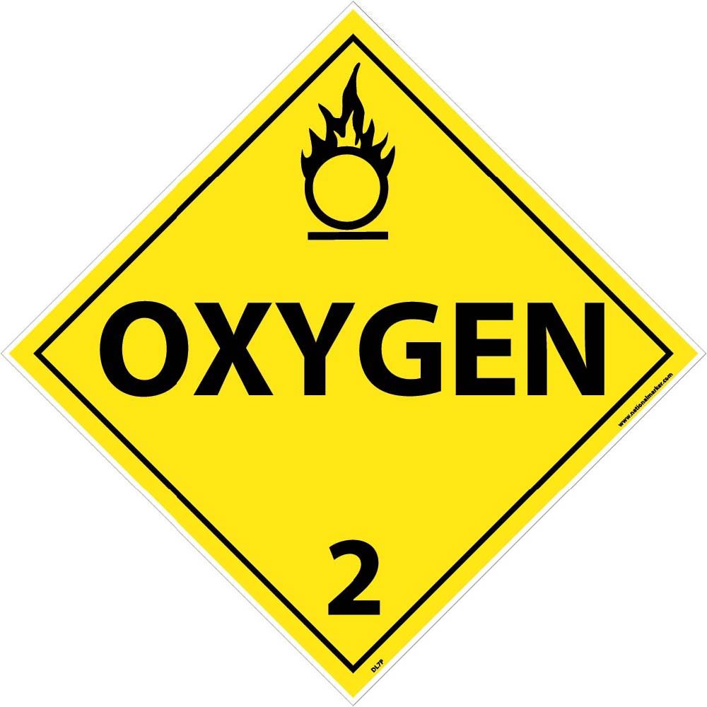 NMC DL7P National Marker Dot Placard Oxygen Sign 2, 10 3/4 Inches x 10 ...