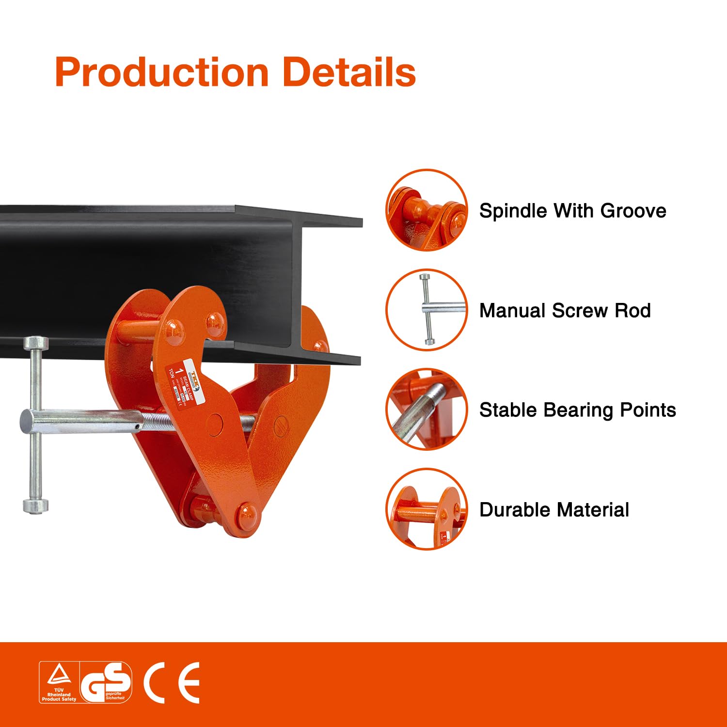 Snapklik.com : TKK Beam Lifting Clamp 2200Lbs/1Ton Load Capacity Beam ...