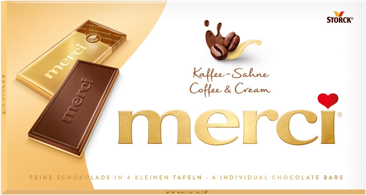 Merci - Coffee-Cream, 4 Mini Chocolate Bars - 100gr : Amazon.co.uk: Grocery