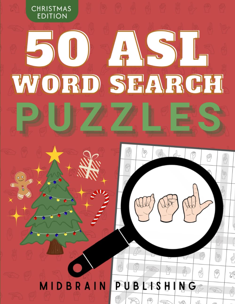 50 ASL Word Search Puzzles Christmas Edition: Fingerspelling American ...