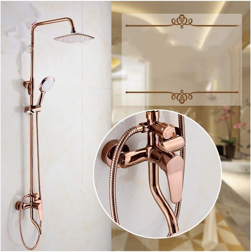 Amazon.com: GLYYR Rose Gold Shower System with Cold and Hot Water Wall ...