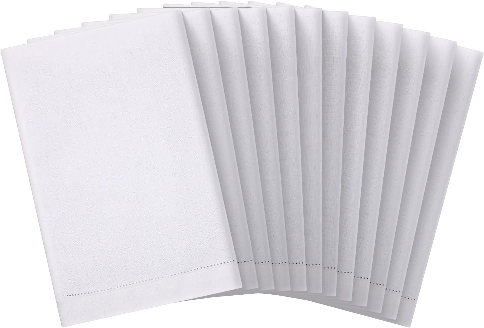 Amazon.com: Minhcraft White Linen Hem Stitch Hand Towels - Set of 6 14 ...
