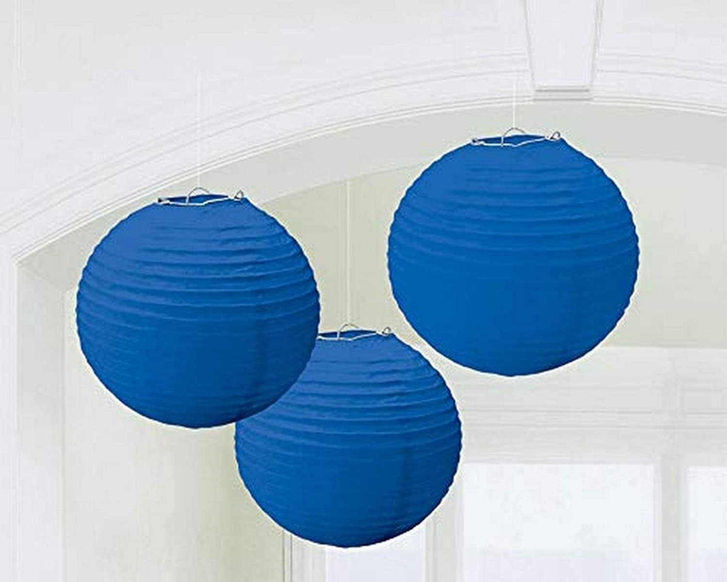 Amazon.com: Amscan Round Paper Lanterns, 9 1/2 inches, Royal Blue ...