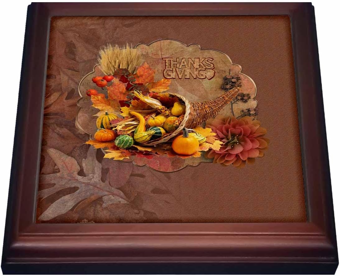 Amazon.com: 8x8 Trivet with 6x6 Ceramic Tile - Cornucopia Basket Filled ...