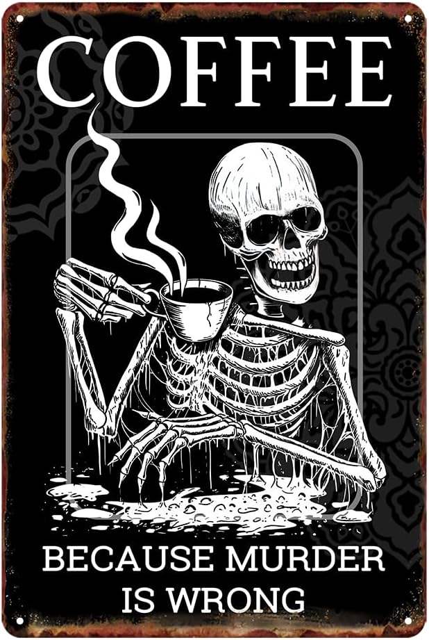 Amazon.com: Funny Office Decor Coffee Bar Skeleton Wall Decor Signs For ...