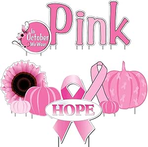 Amazon.com : In October We Wear Pink, Breast Cancer Awareness Yard Sign ...