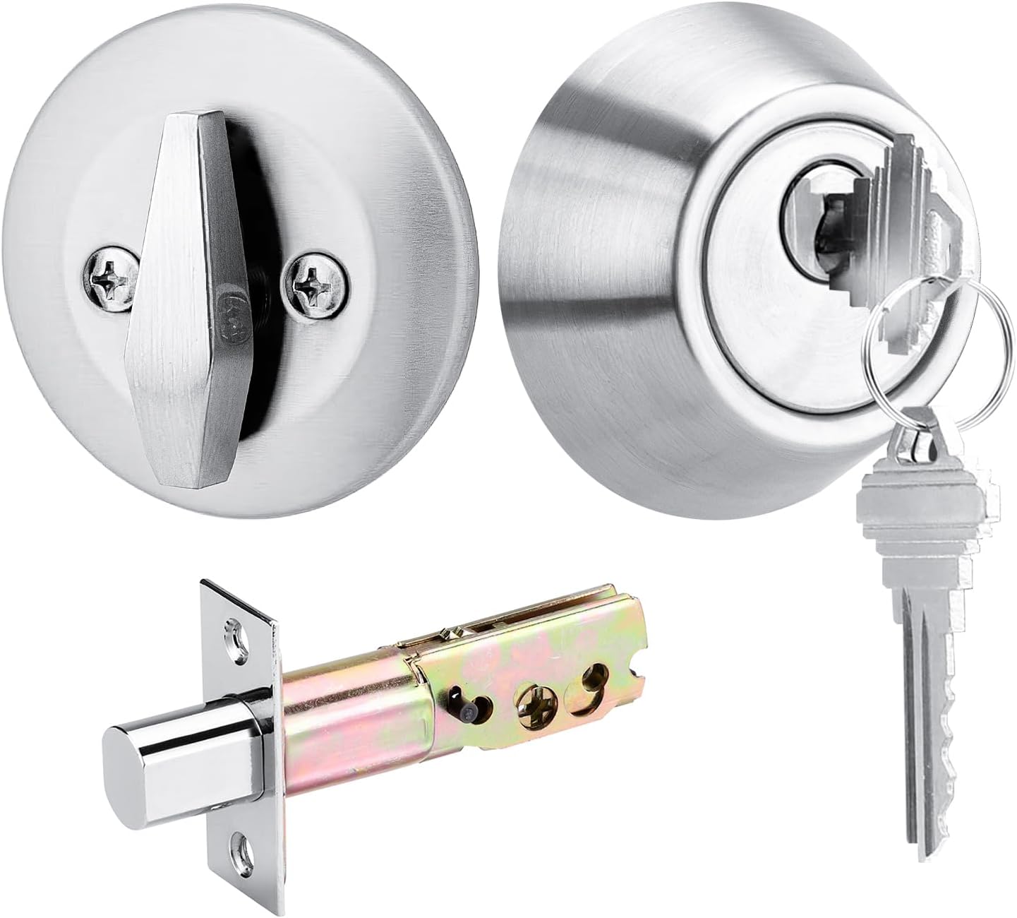 KHHYYLFJ Cylinder Door Deadbolt Lock Set, Single Bump Proof Key Satin ...