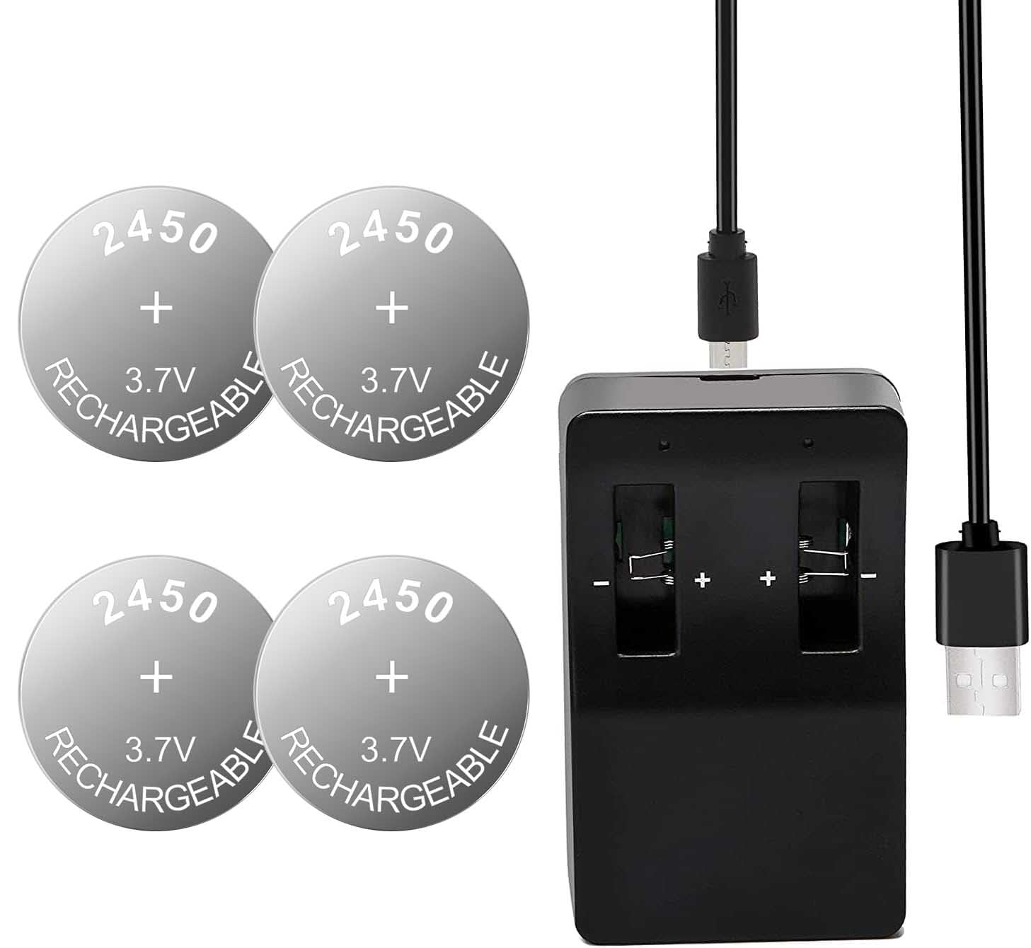 Amazon.com: LIR2450 Rechargeable Battery with Charger 4 Pack, 3.7v ...