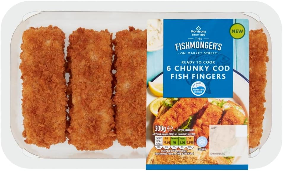 Morrisons The Fishmonger's On Market Street 6 Chunky Cod Fish Fingers ...