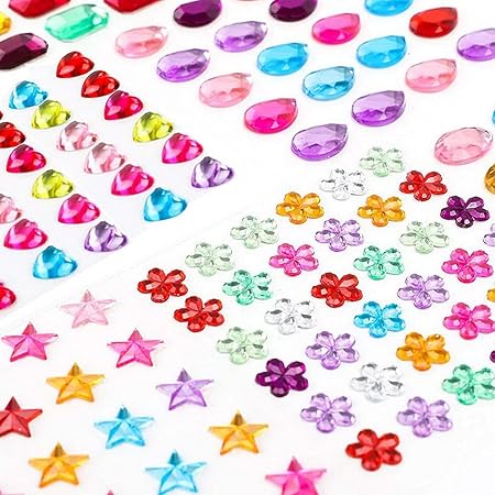 Fuyamp 2000+ PCS Stick on Gems, Gem Stickerss Self-Adhesive Rhinestone ...