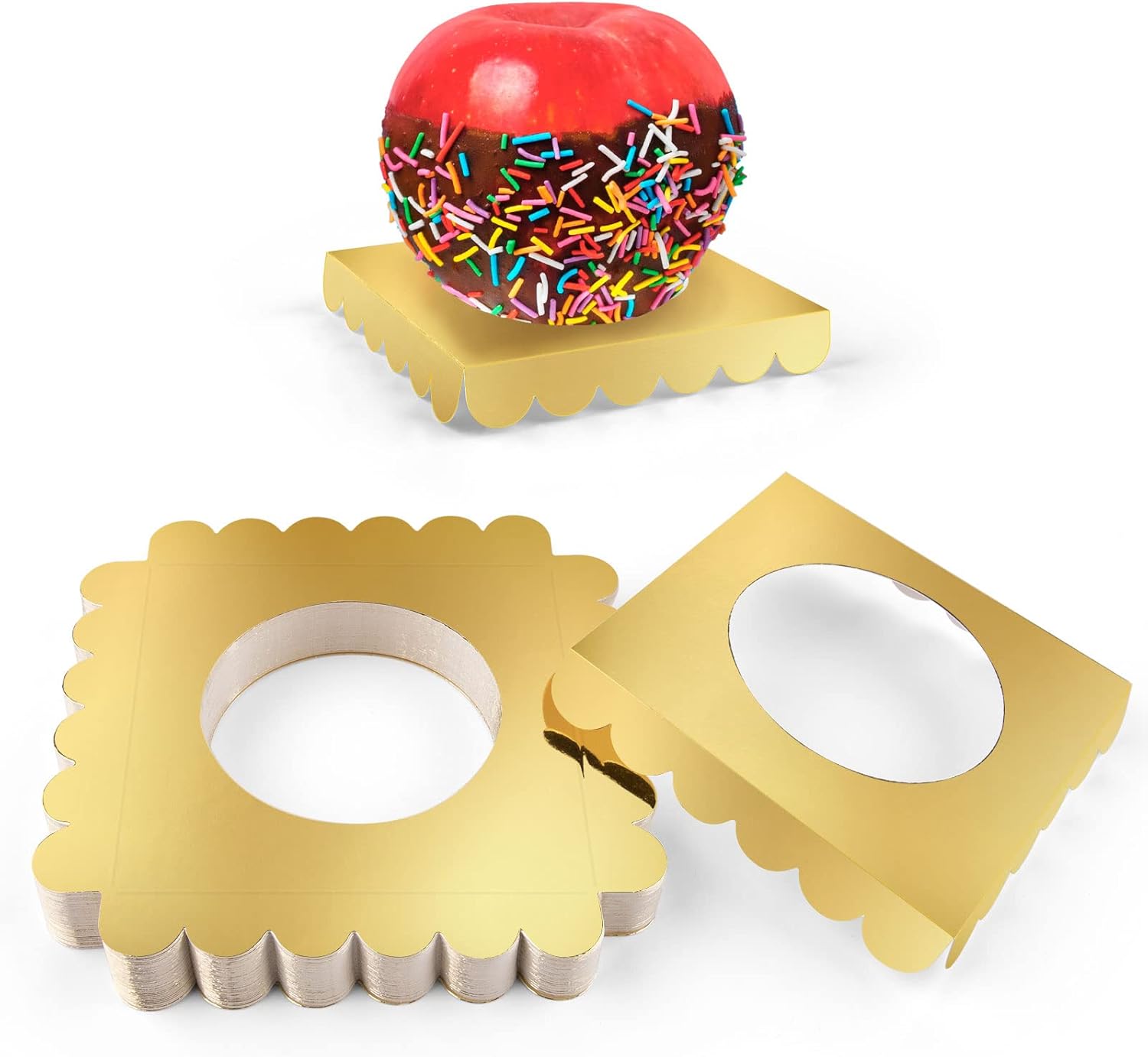 Amazon.com | 50 PCS Candy Apple Box Base,Golden Cardboard Taffy Apple ...