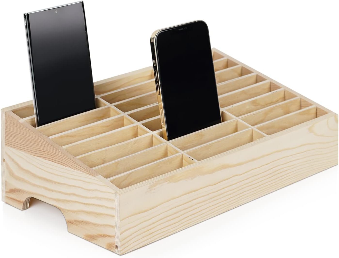 Amazon.com : Lzttyee Wooden 24-Grid Cell Phones Storage Box Desktop ...