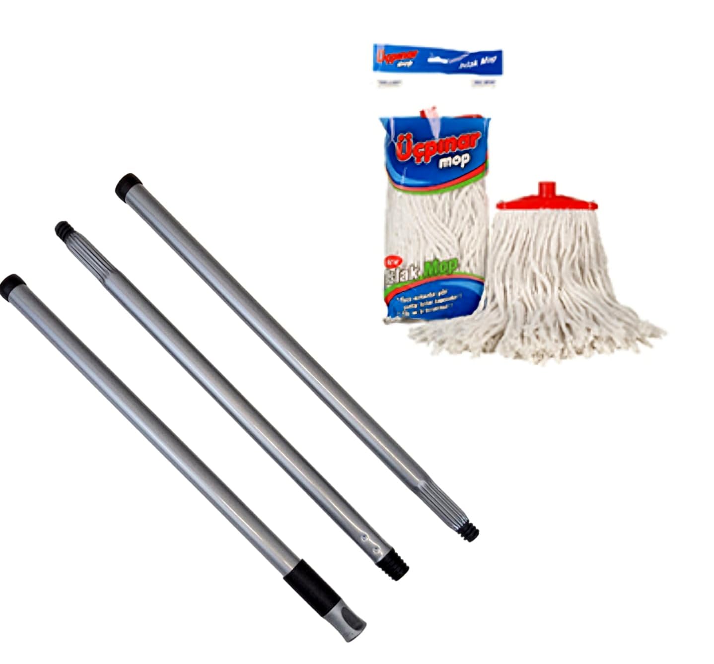 Floor Mops BEST HOUSE 2-Pack Cotton Mop Heads With 1.2m Adjustable ...