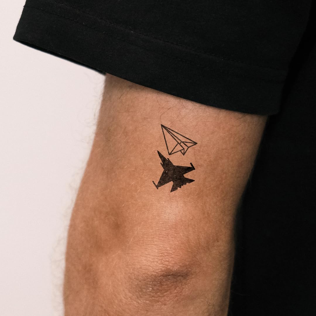 Inkster® Papierflieger mit Jet Schatten Tattoo | Temporäres Tattoo mit ...