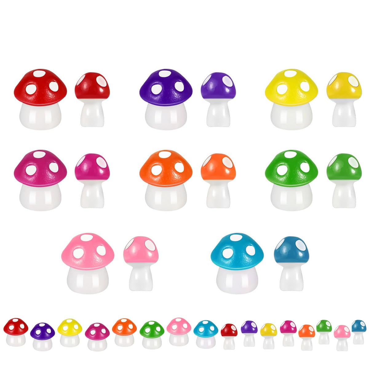 32Pcs Mini Cute Miniature Mushrooms Figurines Set,2 Size Multicolor ...