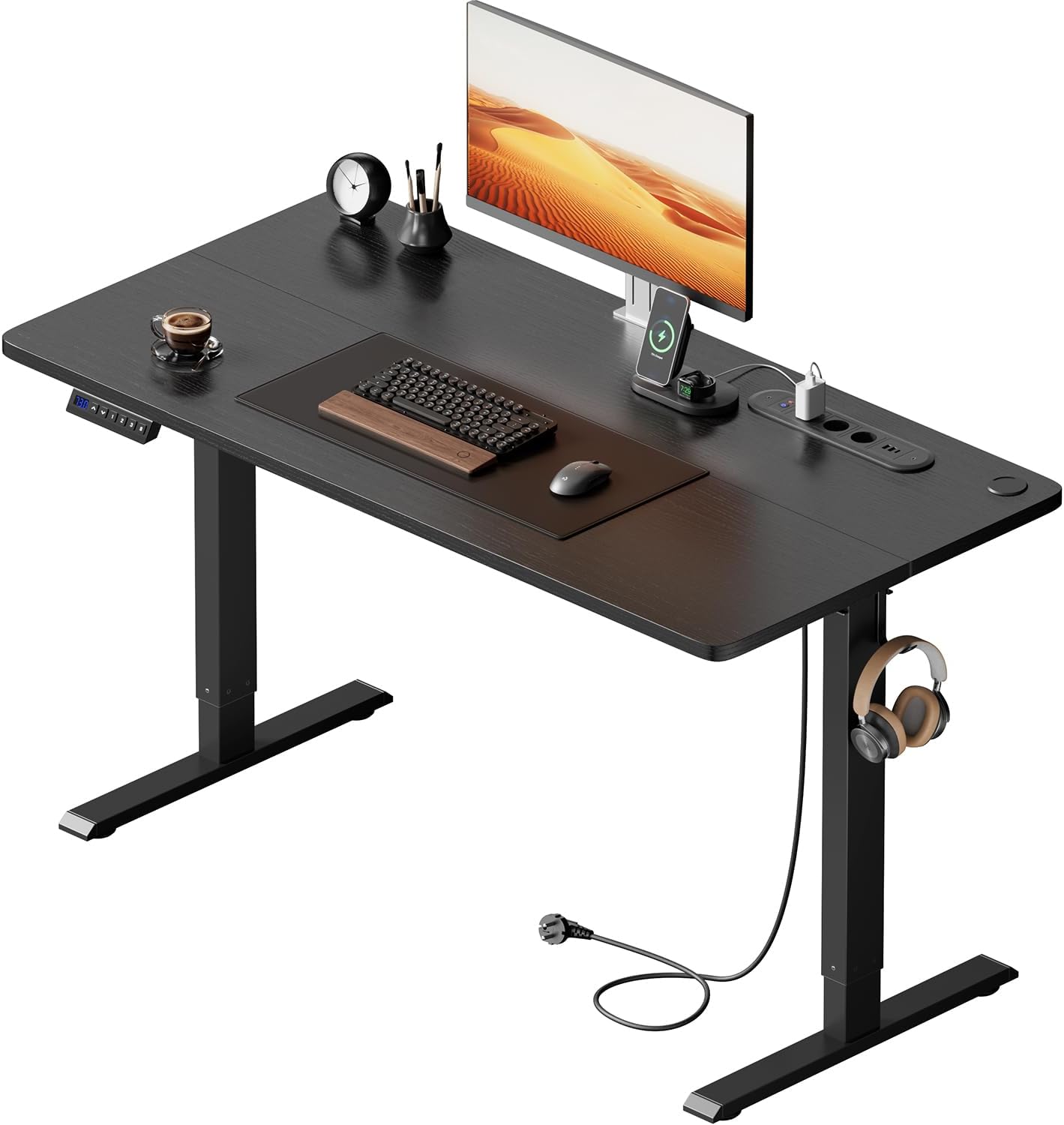 HLFURNIEU Electric Desk, 100 x 60cm Height-Adjustable Gaming Table ...