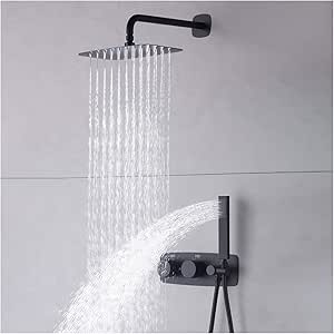 Shower System Matte Black, Shower Faucet Set Wall-Mounted Concealed ...