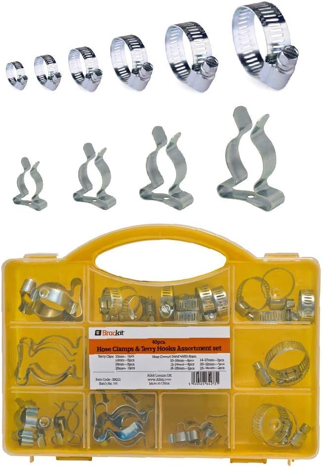 Amazon.com: Assortment of Hose Clamps and Terry Hooks - 40pc Pack with ...