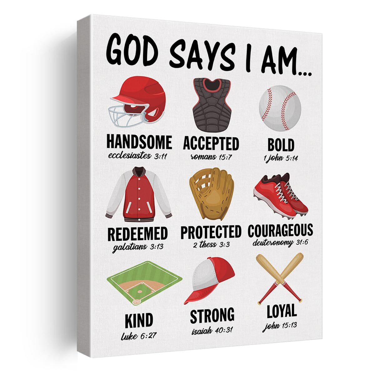 Amazon.com: Inspirational God Says I Am Baseball Canvas Wall Art Decor ...