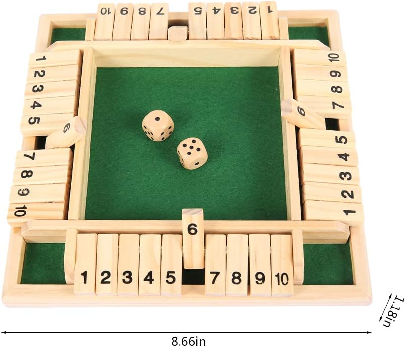 Juego de dados Shut The Box juego de matemáticas de mesa de madera para ...