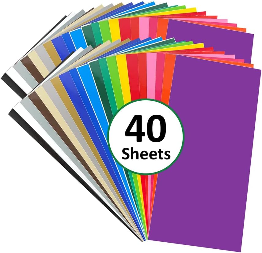 Amazon.com: Craft E Vinyl - 12" x 12" - 40 Sheets Assorted Glossy ...
