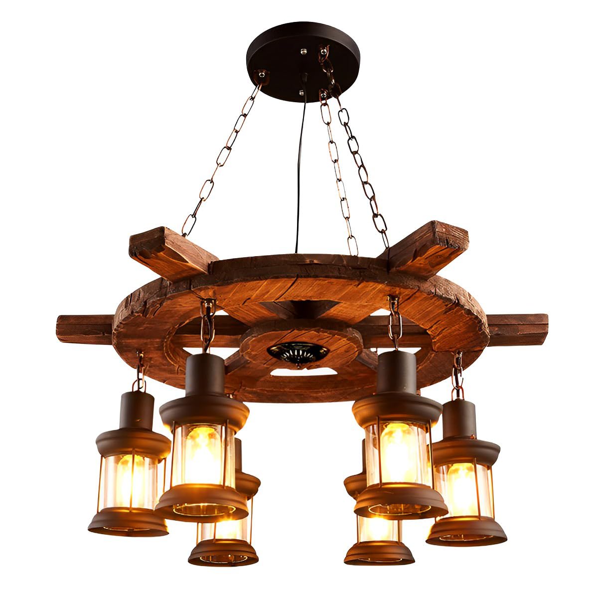 Ships Wheel Ceiling Light Fixture FANEPRO Round Industrial Ship Wheel