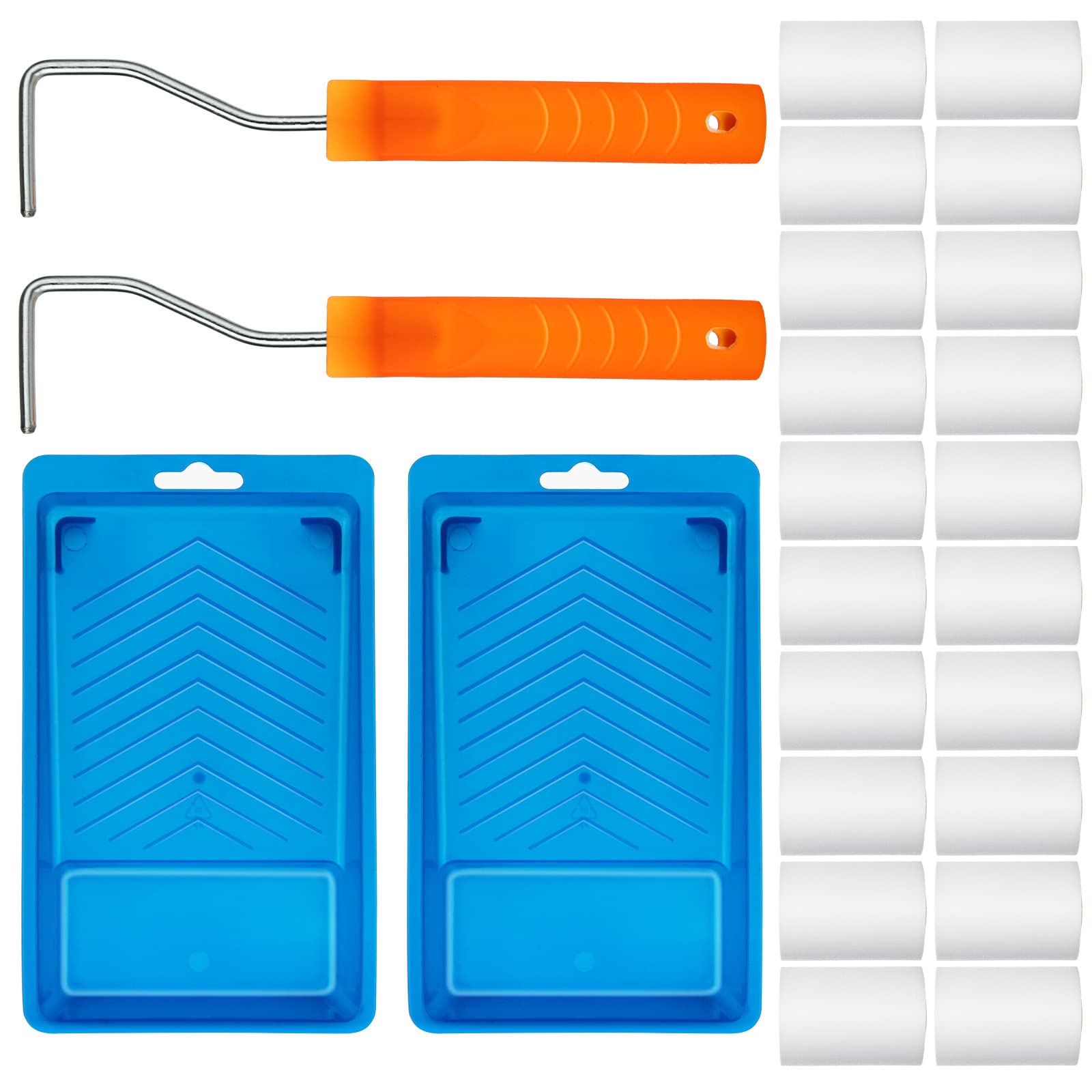 24 PCS 2 Inch Small Paint Roller Kit, 20 High Density Paint Rollers ...