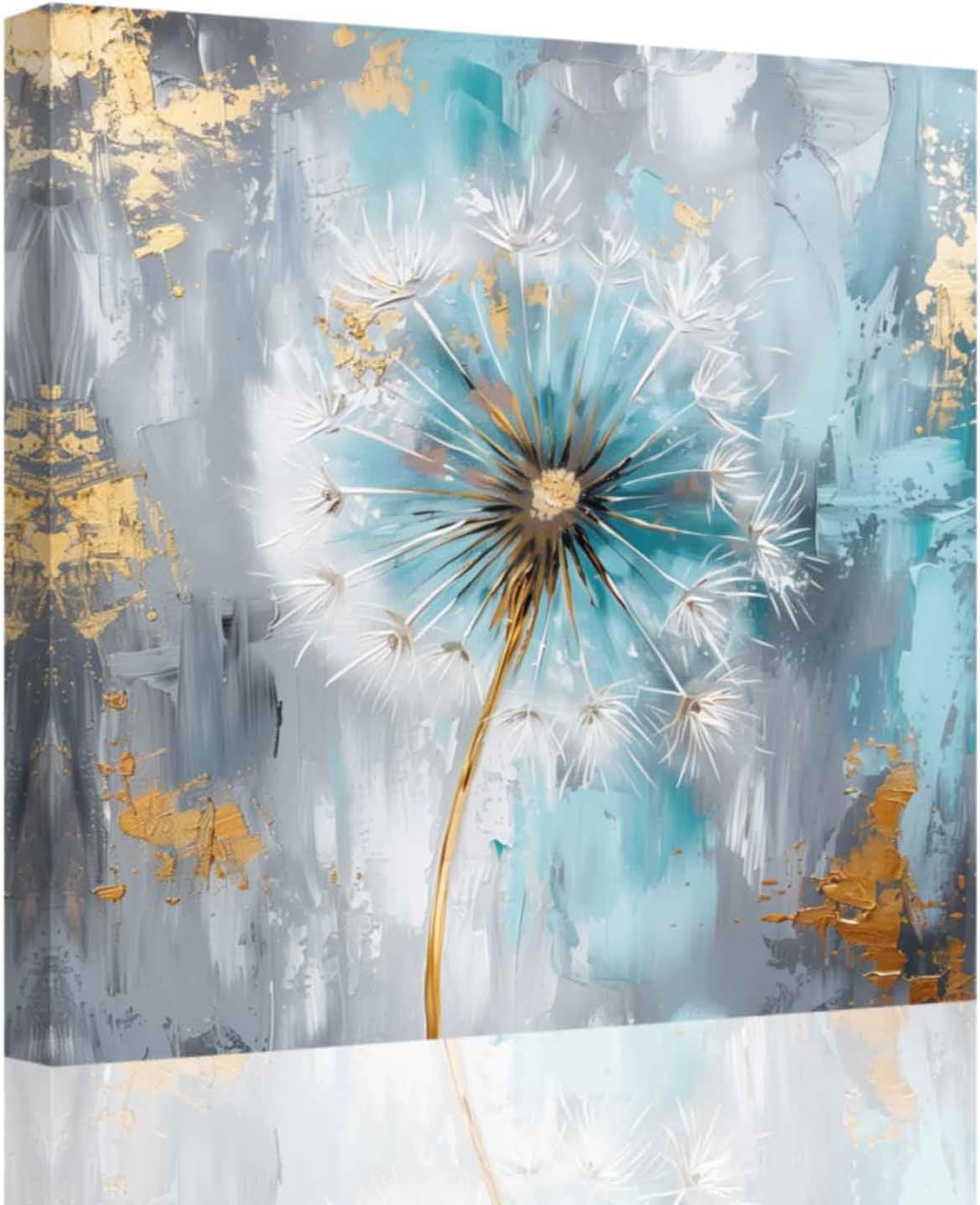 Amazon.com: SWQYLB Dandelion Canvas Wall Art Teal and White Dandelion ...