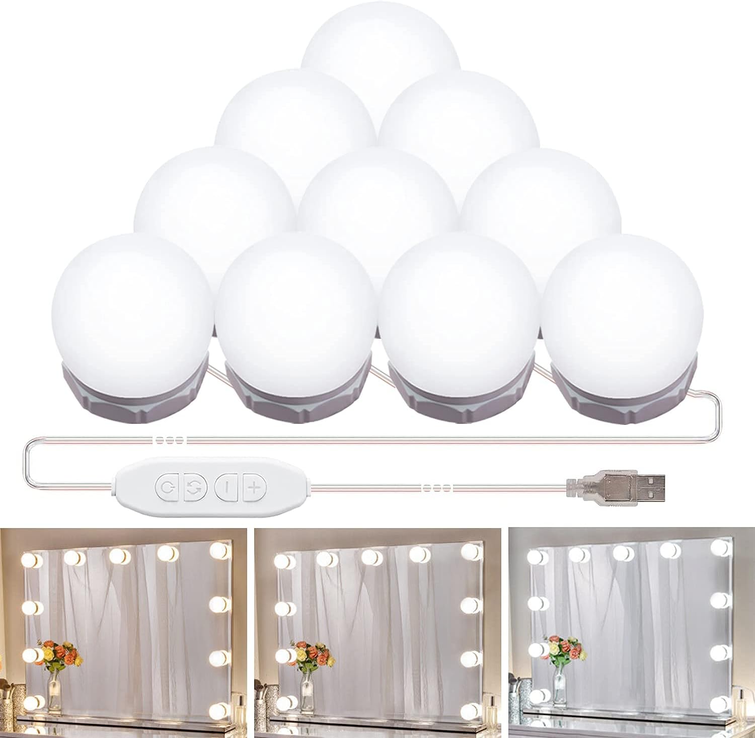 Led Vanity Mirror Lights with 10 Dimmable Light Bulbs 17ft Makeup ...